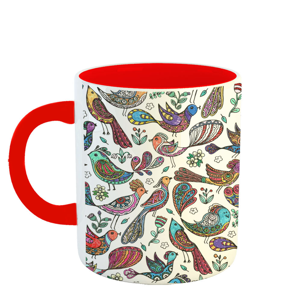 Chillaao chidiya design pattern art red Mug